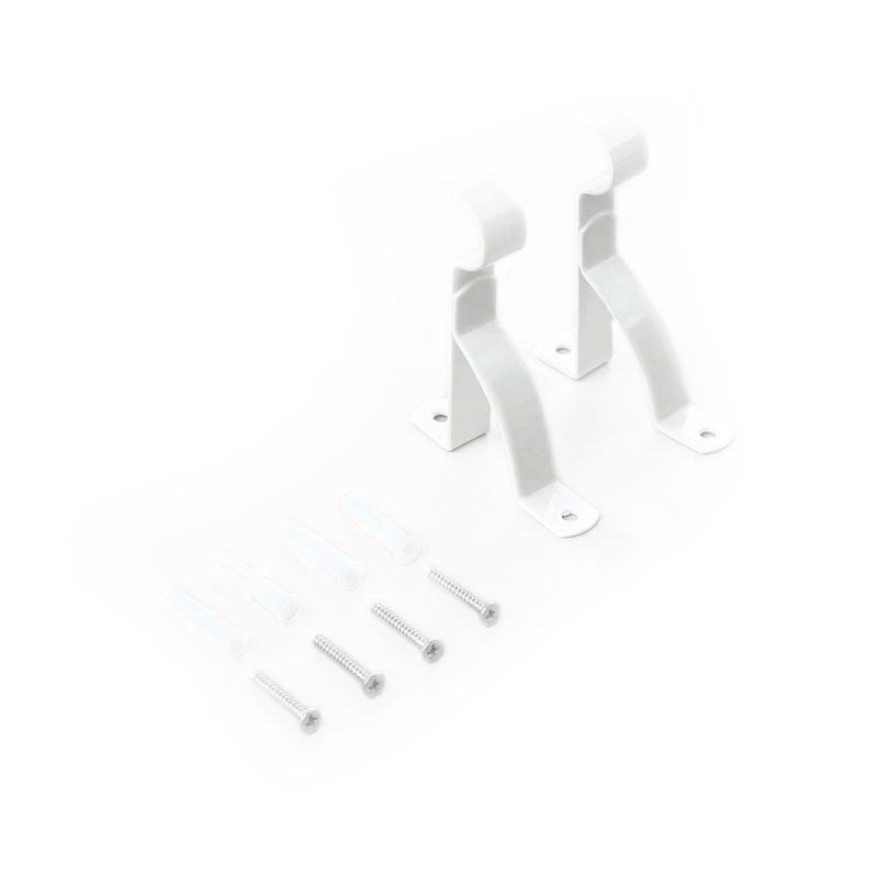 50mm White Single Stayed Curtain Rod Bracket - 2 Pack - Smart Home Products