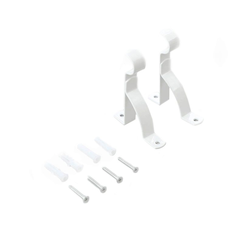 75mm White Single Stayed Curtain Rod Bracket - 2 Pack - Smart Home Products
